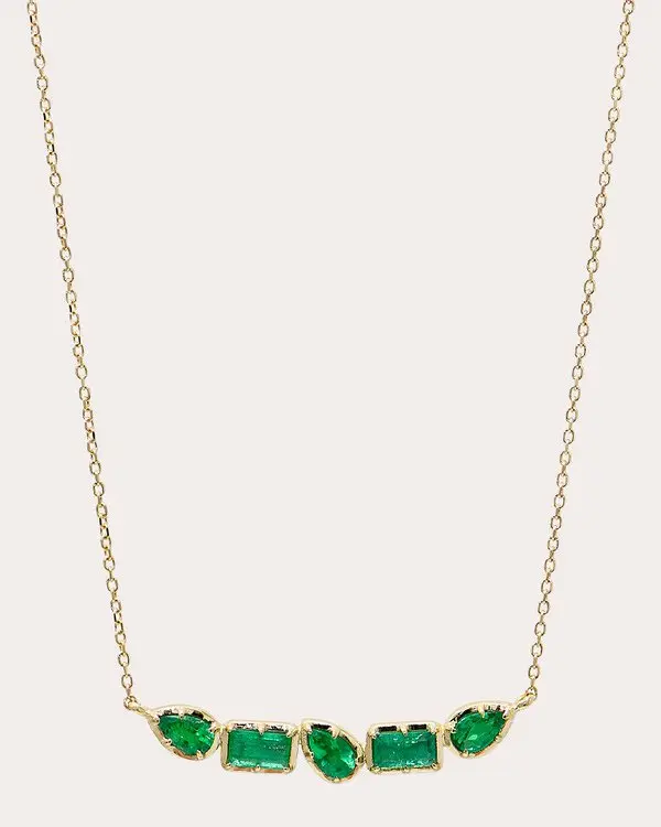 Anzie Emerald Mélia Linea Bar Necklace - Green
