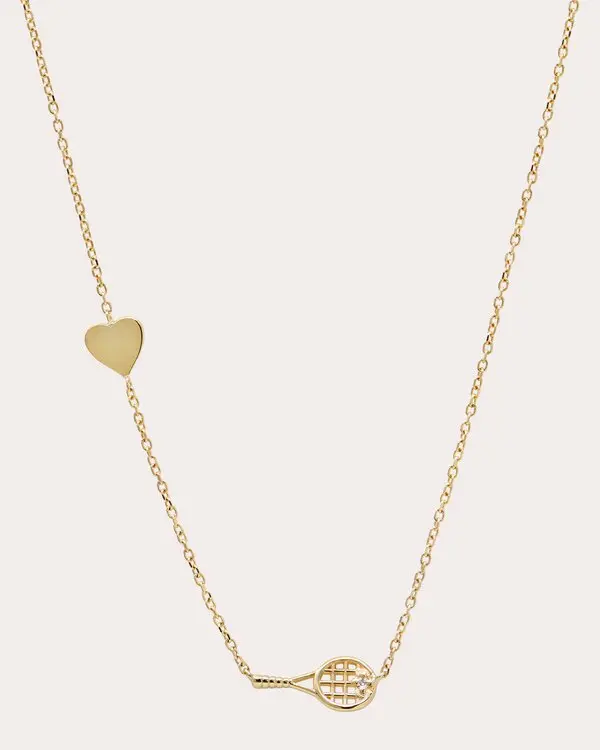 Anzie Diamond Love Letter Kelly Racquet Necklace - Gold