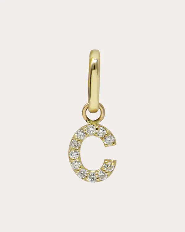 Anzie Diamond Pavé Love Letter C Charm - Gold