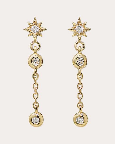 Anzie Diamond Aztec Catherine Chain Drop Earrings - Gold