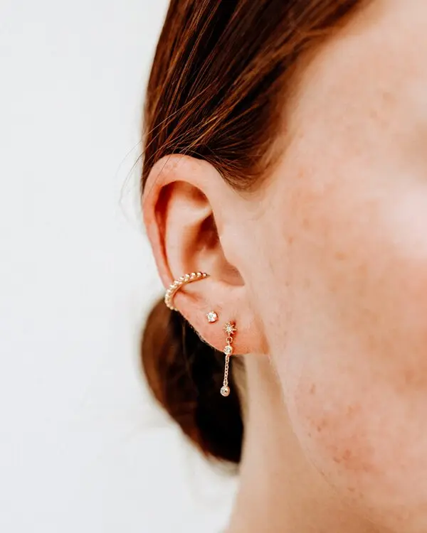 Anzie Diamond Aztec Catherine Chain Drop Earrings