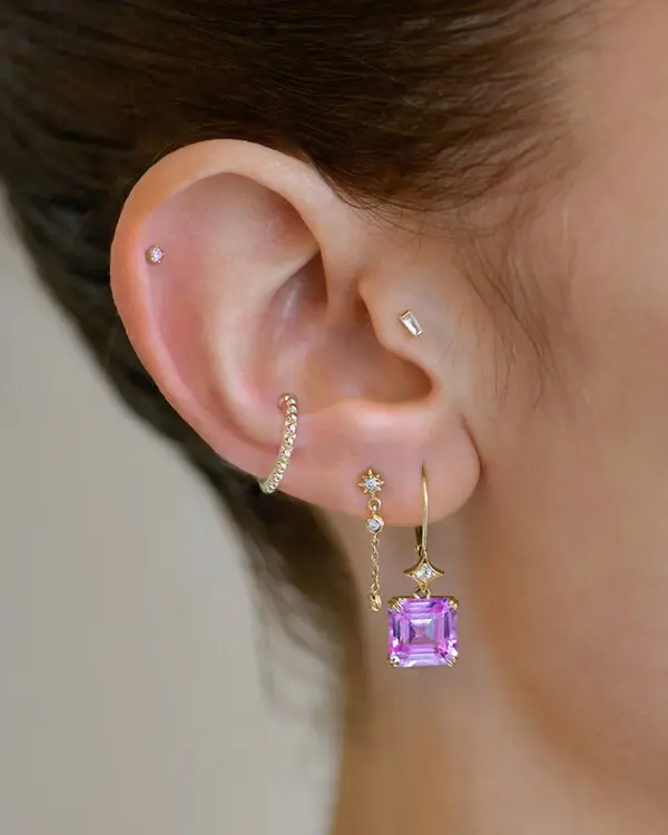 Anzie Diamond Aztec Catherine Chain Drop Earrings