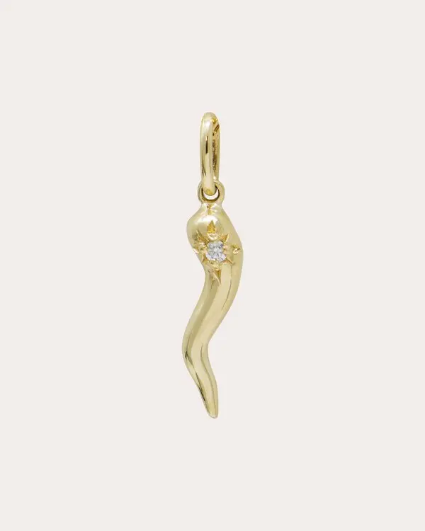 Anzie Diamond Aztec Cornicello Charm - Gold