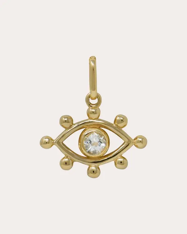 Anzie Topaz Dew Drop Evil Eye Charm - Gold