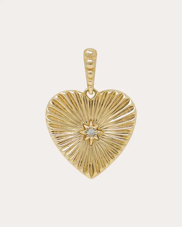 Anzie Diamond Aztec Petite North Star Fluted Medallion - Gold