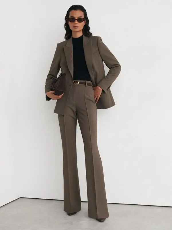 REISS Gabi Puppytooth Flared Suit Trousers