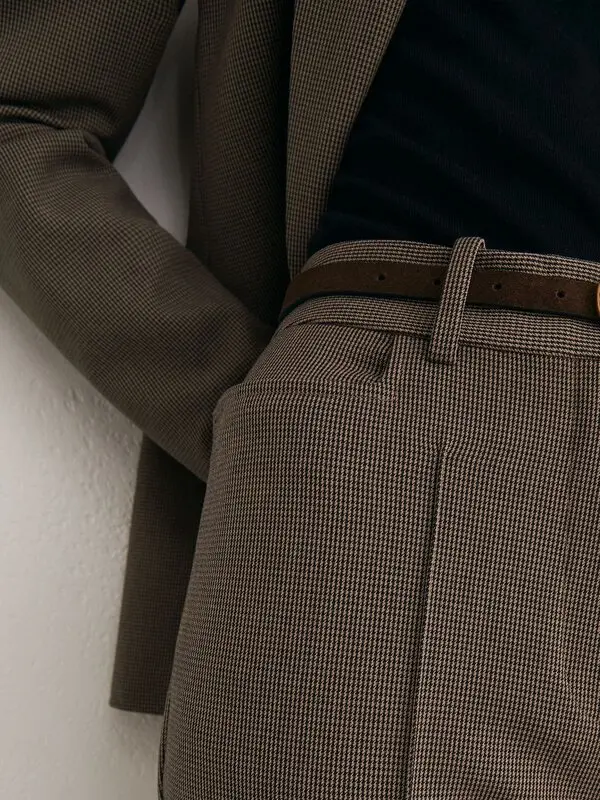 REISS Gabi Puppytooth Flared Suit Trousers