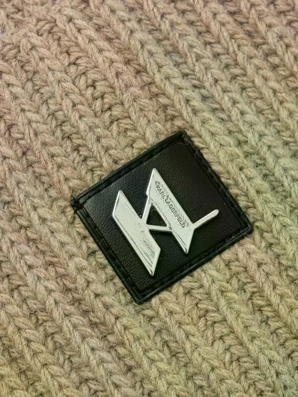 Karl Lagerfeld Ribbed-knit Beanie Hat