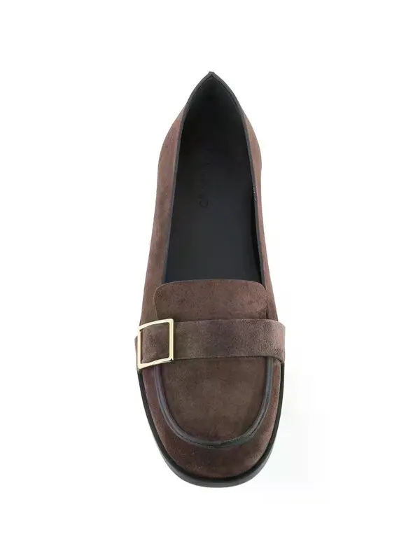 DEL CARLO Suede Loafers With Buckle Detail
