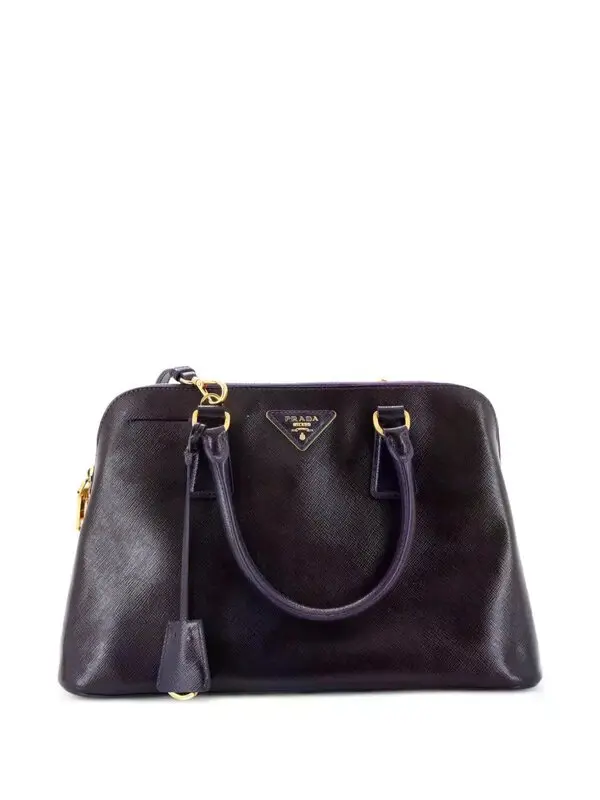 Prada Promenade Satchel Saffiano Leather Bag - Purple