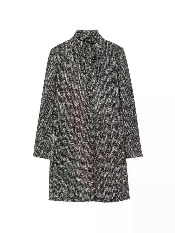 FAY Herringbone Pattern Funnel-neck Coat