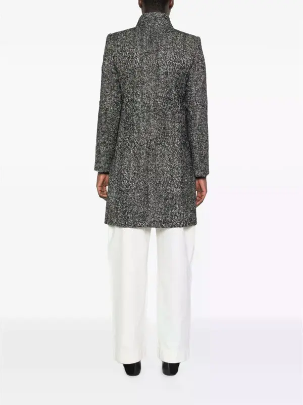 FAY Herringbone Pattern Funnel-neck Coat
