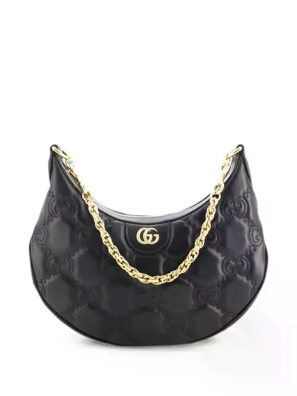 Gucci Half Moon Hobo Gg Matelasse Leather Small Crossbody Bag - Black