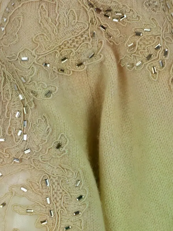Ermanno Scervino Lace-embellished Cashmere Sweater - Neutrals