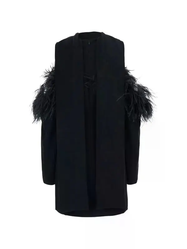 P.a.r.o.s.h Feather-trim Cold-shoulder Mini Dress
