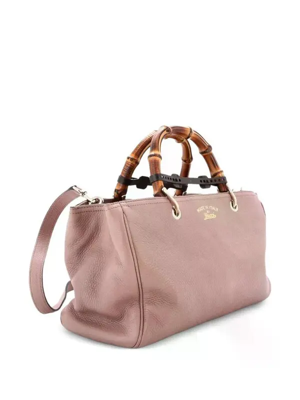 Gucci Bamboo Shopper Leather Medium Tote Bag - Pink