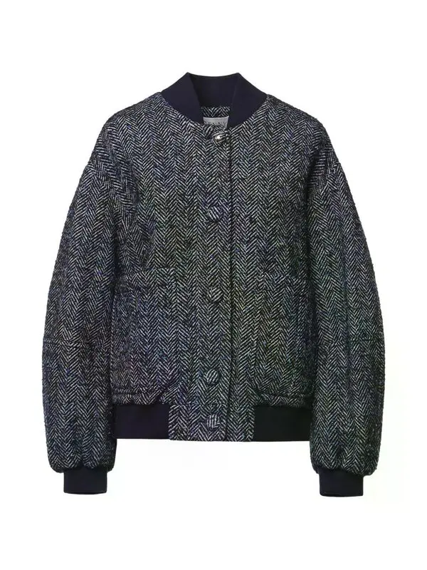 GENNY Herringbone-pattern Bomber Jacket