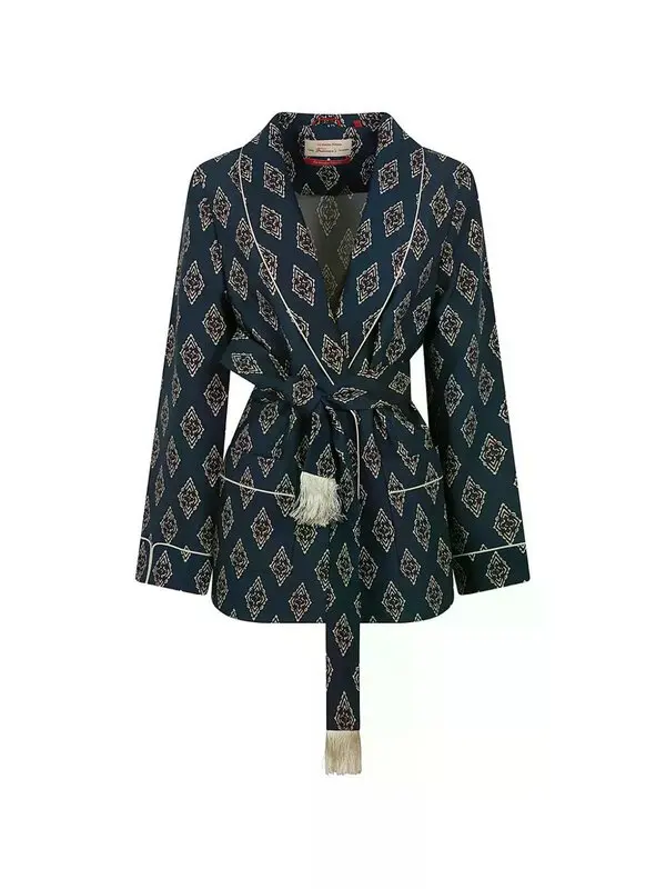 F.R.S FOR RESTLESS SLEEPERS Geometric-print Belted Jacket