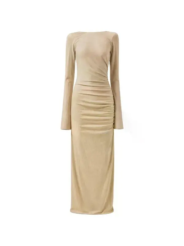 DANAME Ruched-detail Open-back Maxi Dress