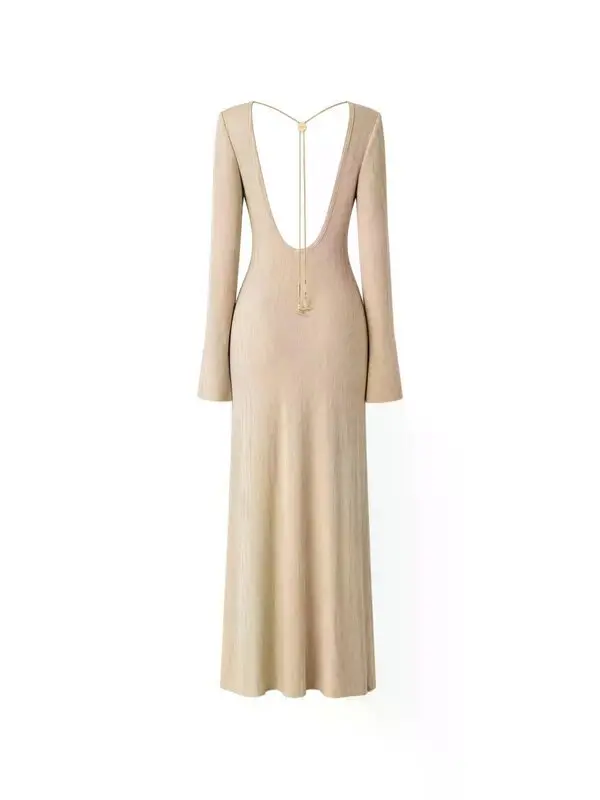 DANAME Ruched-detail Open-back Maxi Dress