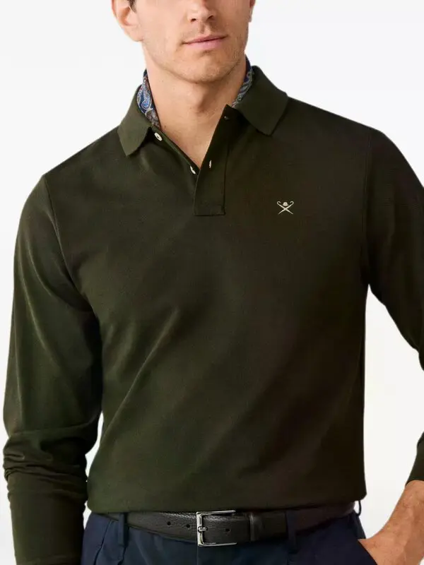 HACKETT LONDON Logo-embroidered Long-sleeve Polo Shirt