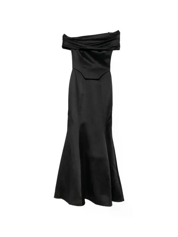 Solace London Off-shoulder Satin Maxi Dress