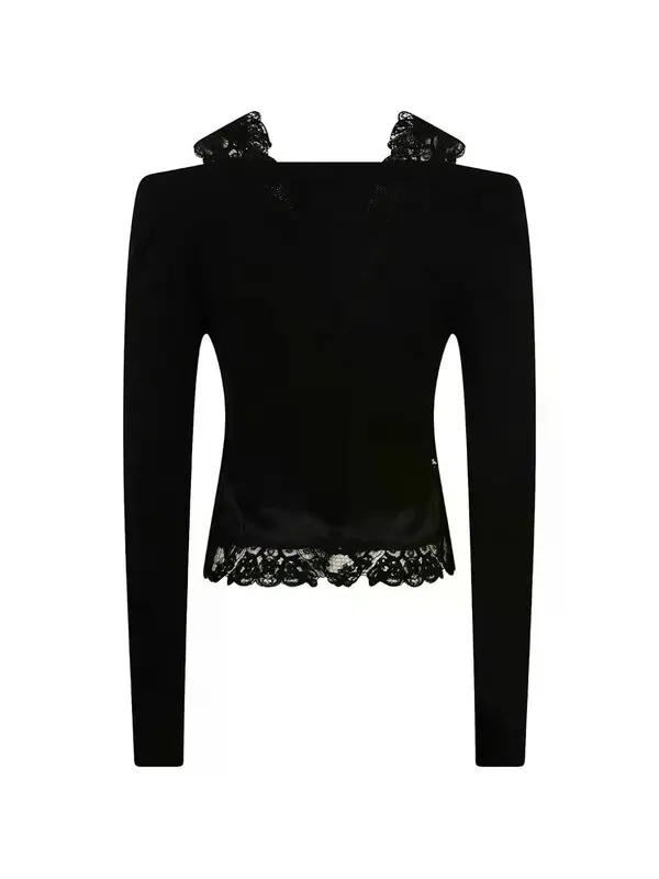 Ermanno Scervino Cashmere Cold-shoulder Sweater With Lace Trim