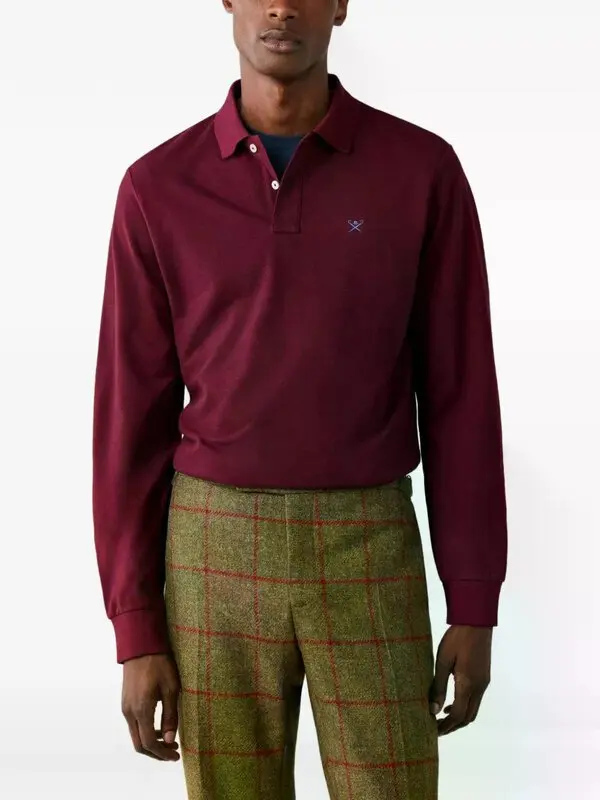 HACKETT LONDON Logo-embroidered Long-sleeve Polo Shirt