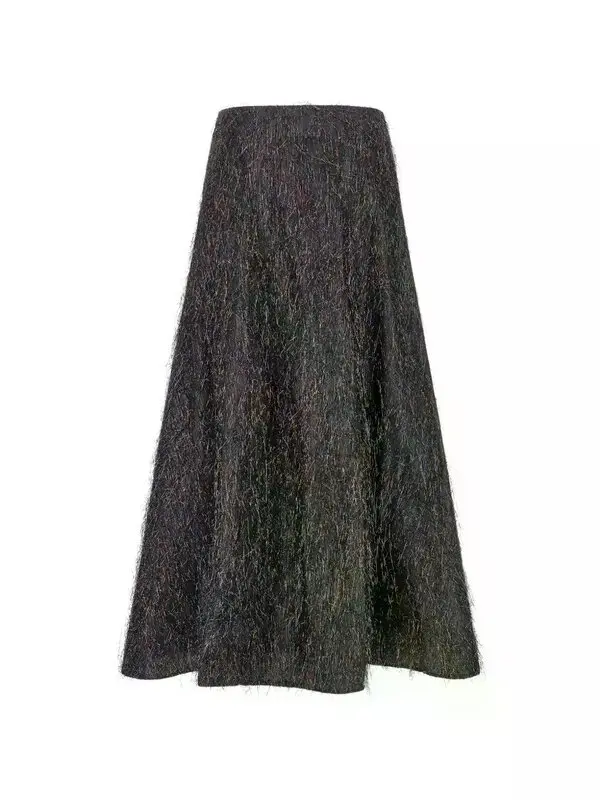 Peserico Metallic Yarn Frayed Midi Skirt - Grey