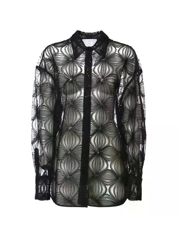 GENNY Sequin-embellished Floral-lace Shirt