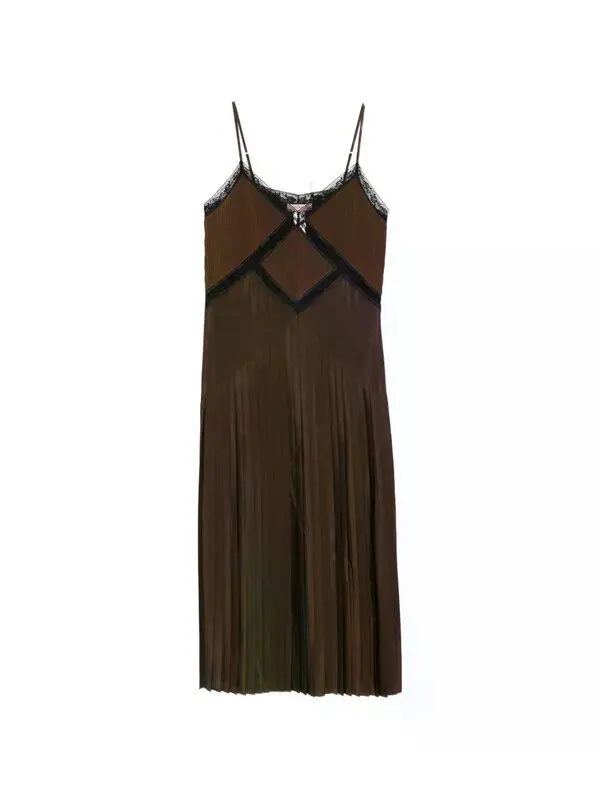 TWINSET Lace-trim Pleated Midi Dress