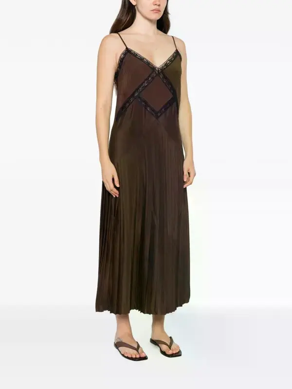 TWINSET Lace-trim Pleated Midi Dress