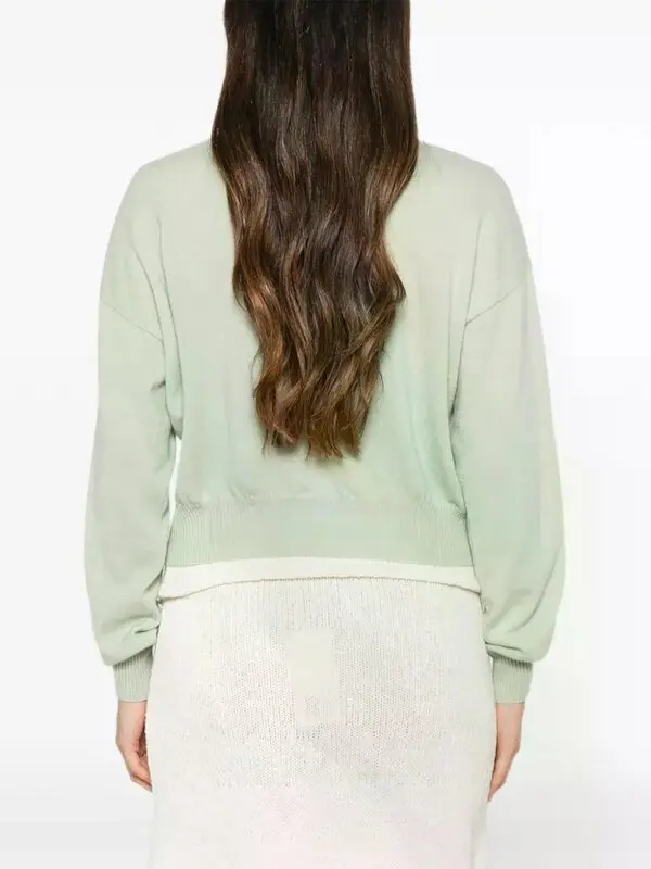 TWINSET Crew Neck Long Sleeve Sweatshirt With Ribbed Trim