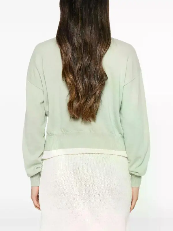 TWINSET Crew Neck Long Sleeve Sweatshirt With Ribbed Trim