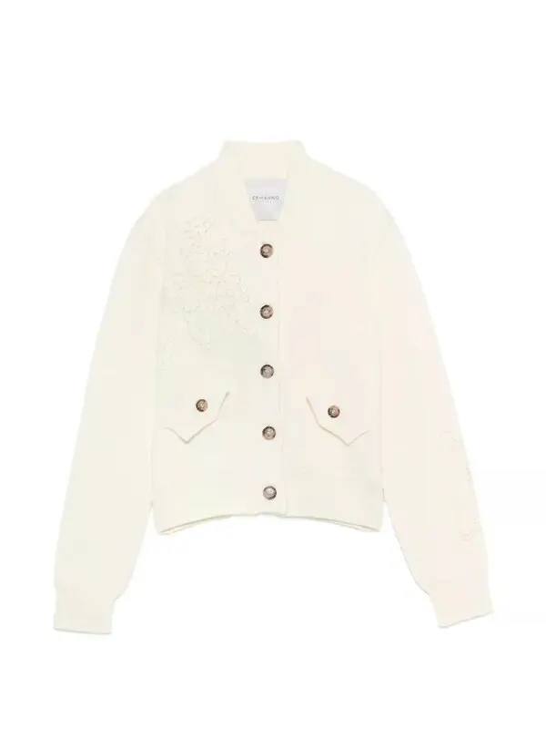 ERMANNO FIRENZE Crochet-patch Button-up Cardigan - Neutrals