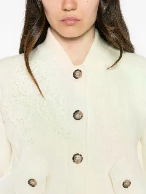 ERMANNO FIRENZE Crochet-patch Button-up Cardigan