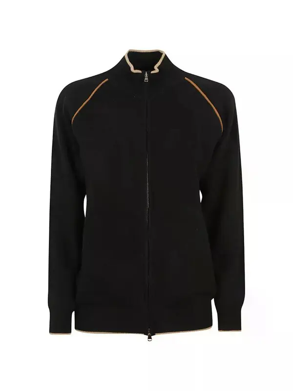 Kiton Contrast Trim Zip-up Cardigan