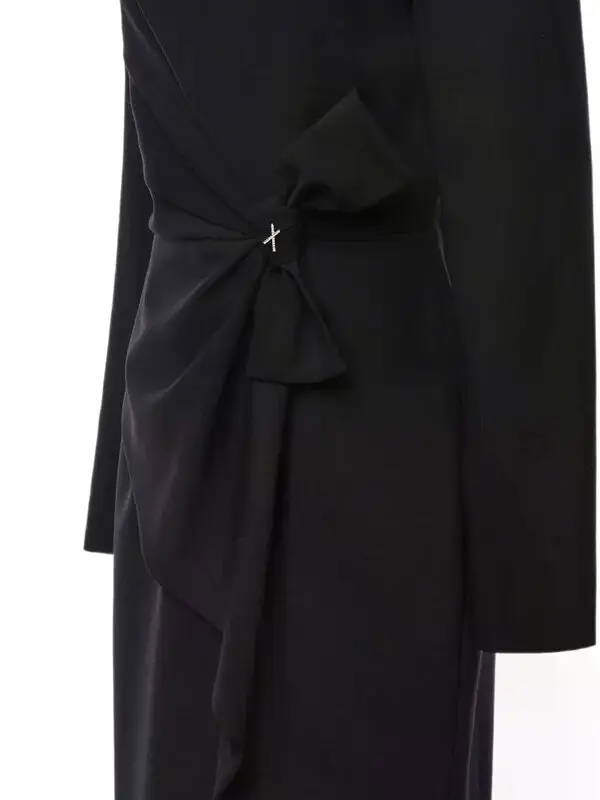 GENNY Bow-detail Pleated Midi Dress