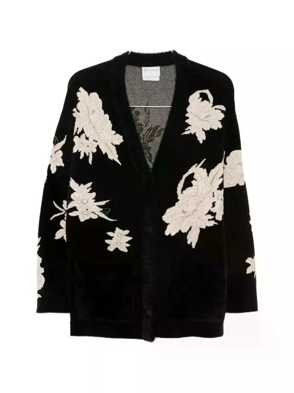 FORTE_FORTE Floral-embroidered Cardigan-style Jacket