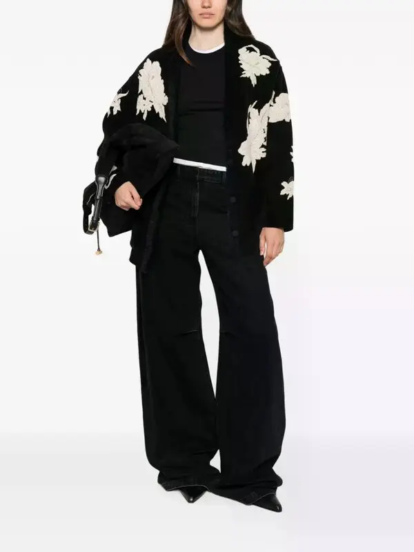 FORTE_FORTE Floral-embroidered Cardigan-style Jacket