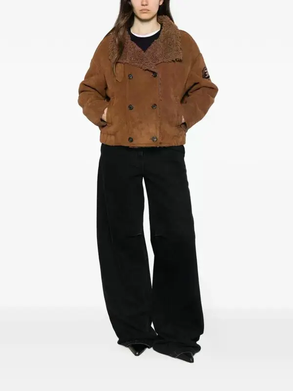 ERMANNO FIRENZE Double-breasted Coat With Logo Patch