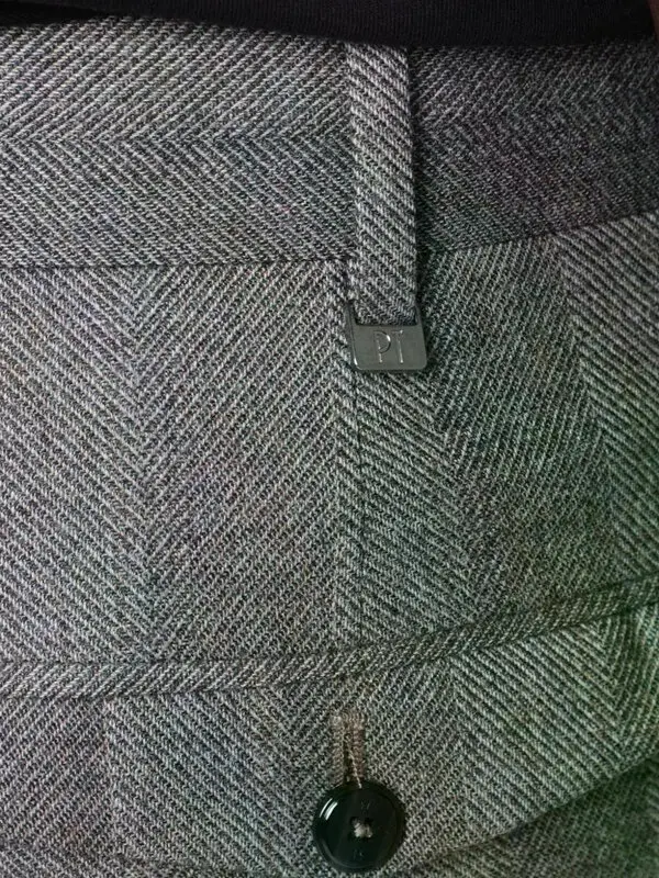 PT TORINO Herringbone-pattern Pleated Trousers
