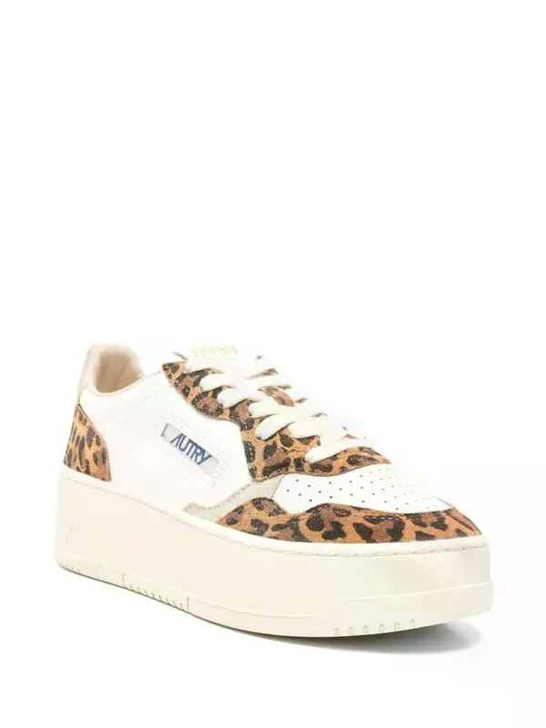 AUTRY Medalist Leopard-print Leather Sneakers - White