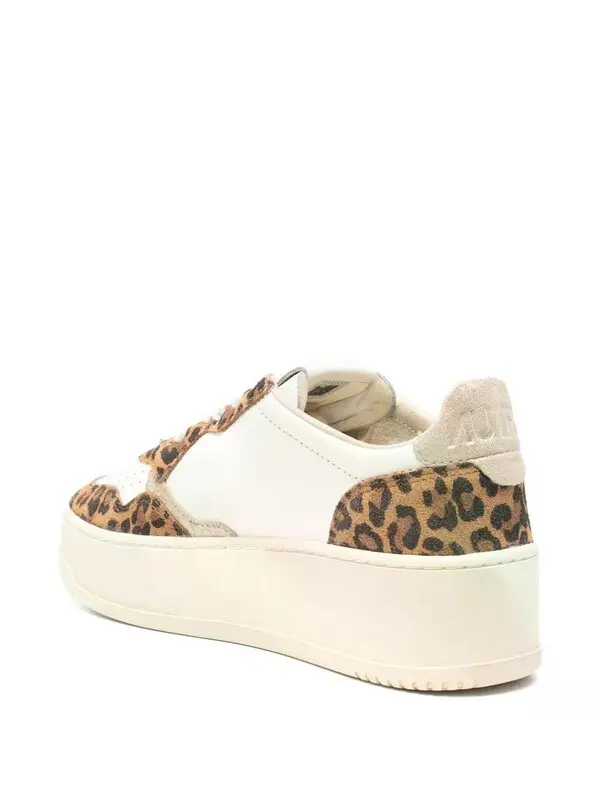 AUTRY Medalist Leopard-print Leather Sneakers - White
