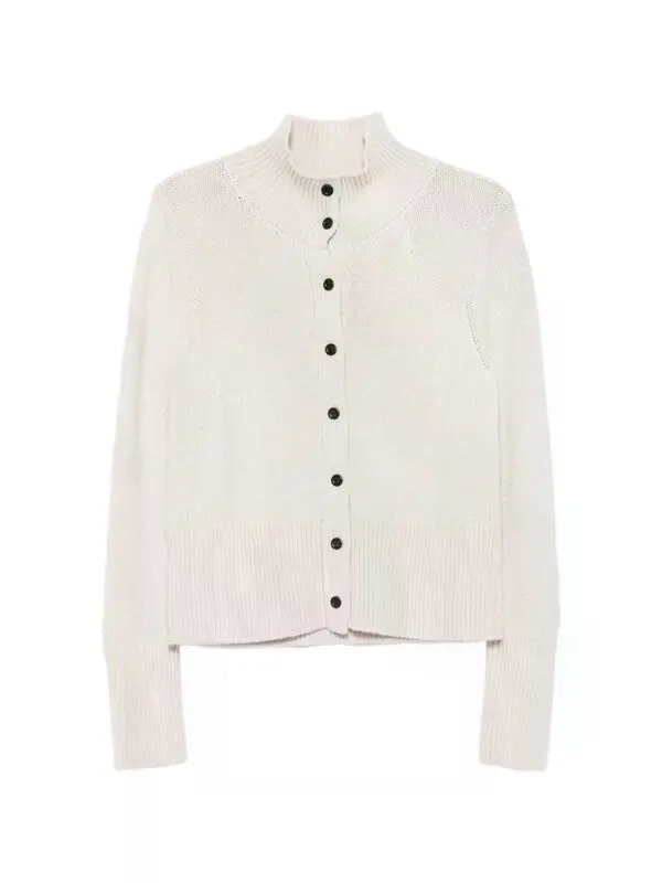 HUGENBERG Ribbed-knit High-neck Cardigan