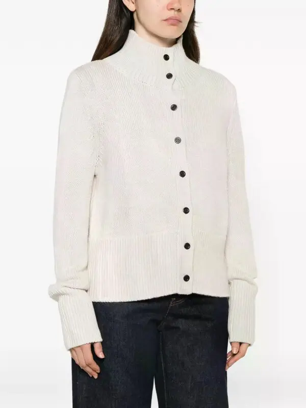 HUGENBERG Ribbed-knit High-neck Cardigan