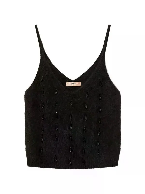 TWINSET Brushed Wool-blend Top With Embroidery