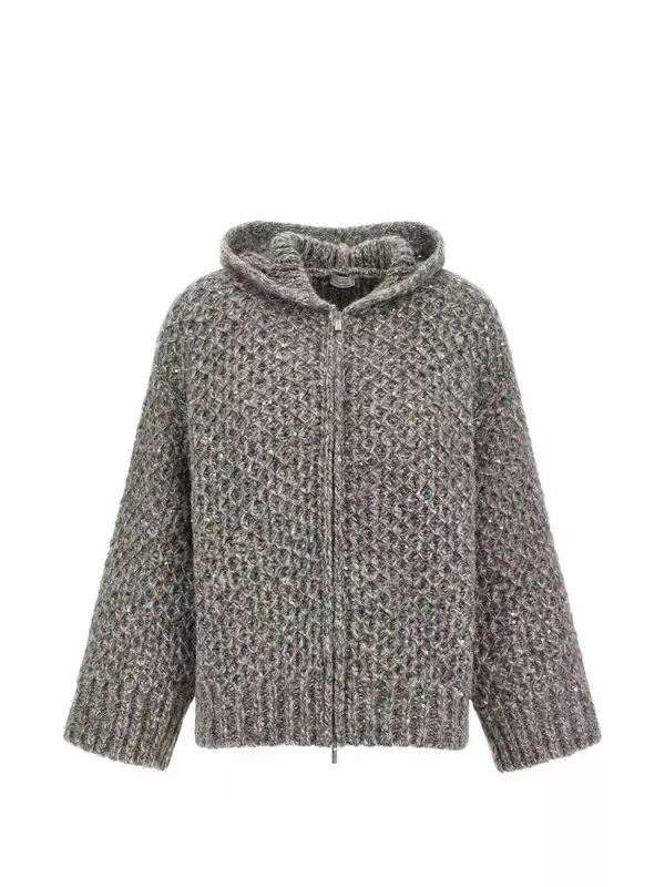Peserico Sequin-embellished Hooded Cardigan