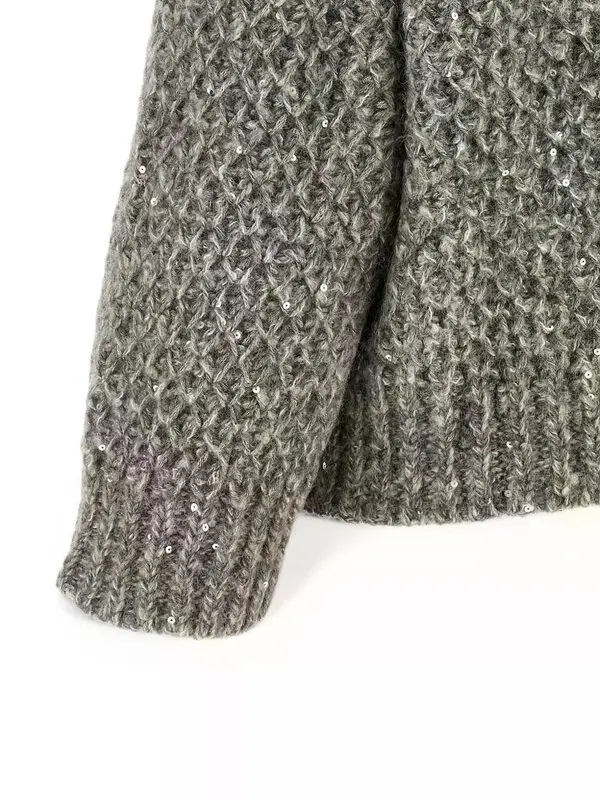 Peserico Sequin-embellished Hooded Cardigan