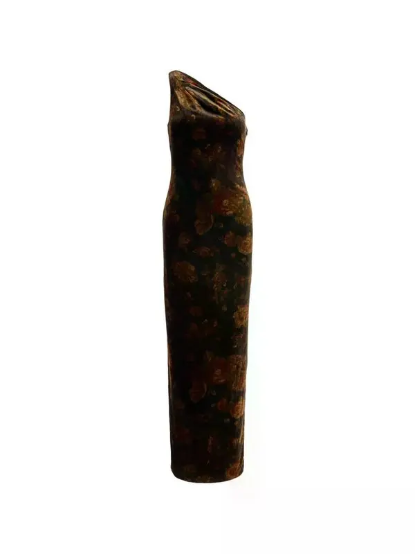 Ralph Lauren One-shoulder Floral Print Maxi Dress - Brown